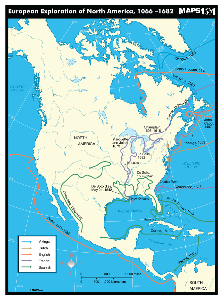 European Exploration of North America Map, 1066-1682 CE – MAD MAPS