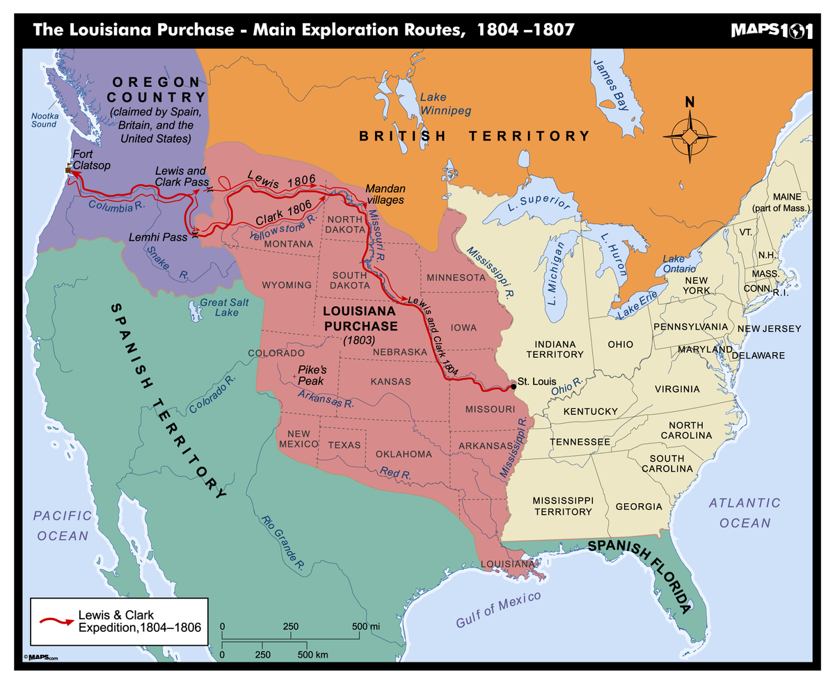 Louisiana Purchase, Main Exploration Routes, 1804-1807 – MAD MAPS