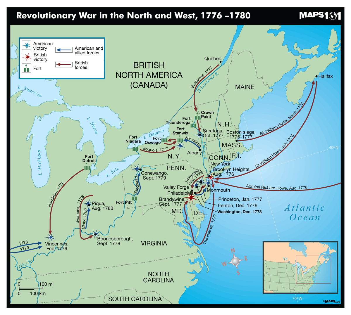 Revolutionary War in the North and West, 1776-1780 – MAD MAPS
