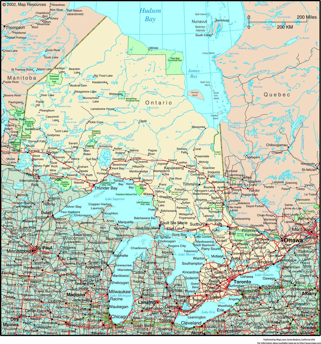 Ontario, Canada Political Wall Map – MAD MAPS