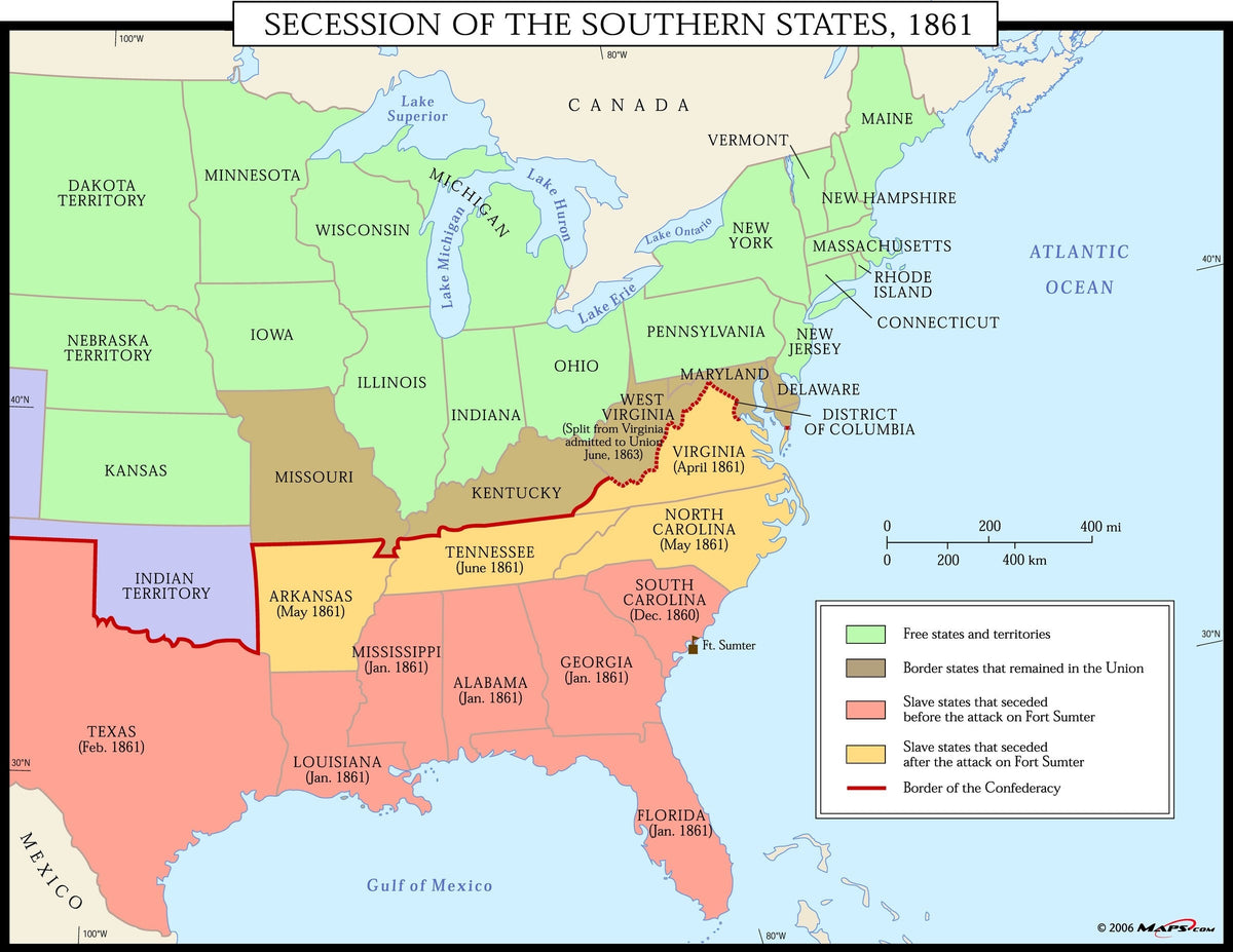 Secession of the Southern States 1861 Wall Map – MAD MAPS