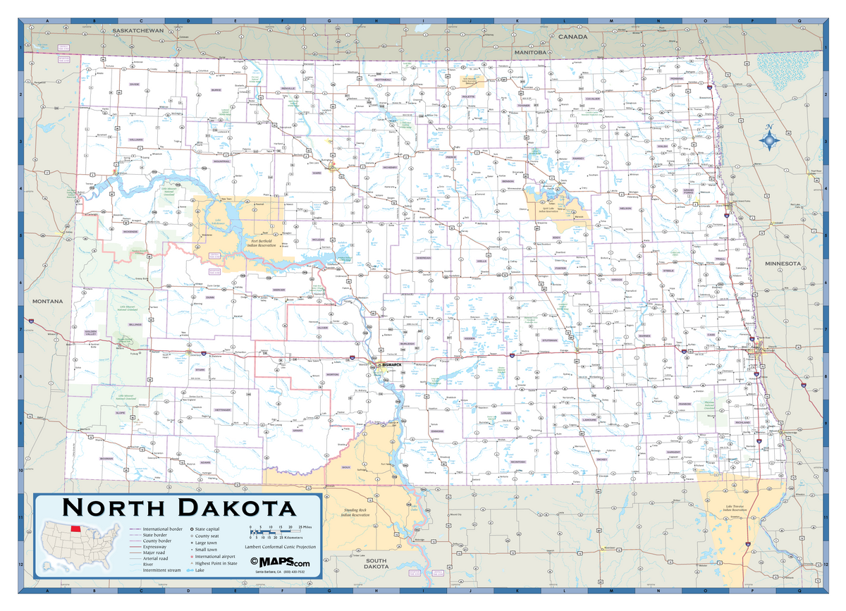 North Dakota Border Map North Dakota Map. Blank Vector Map Of The US