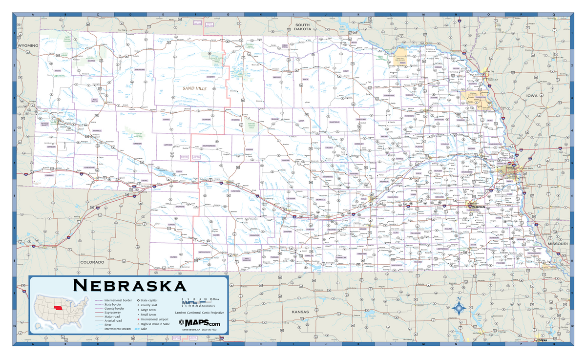 Nebraska Map With Highways Large Detailed Administrative Map Of
