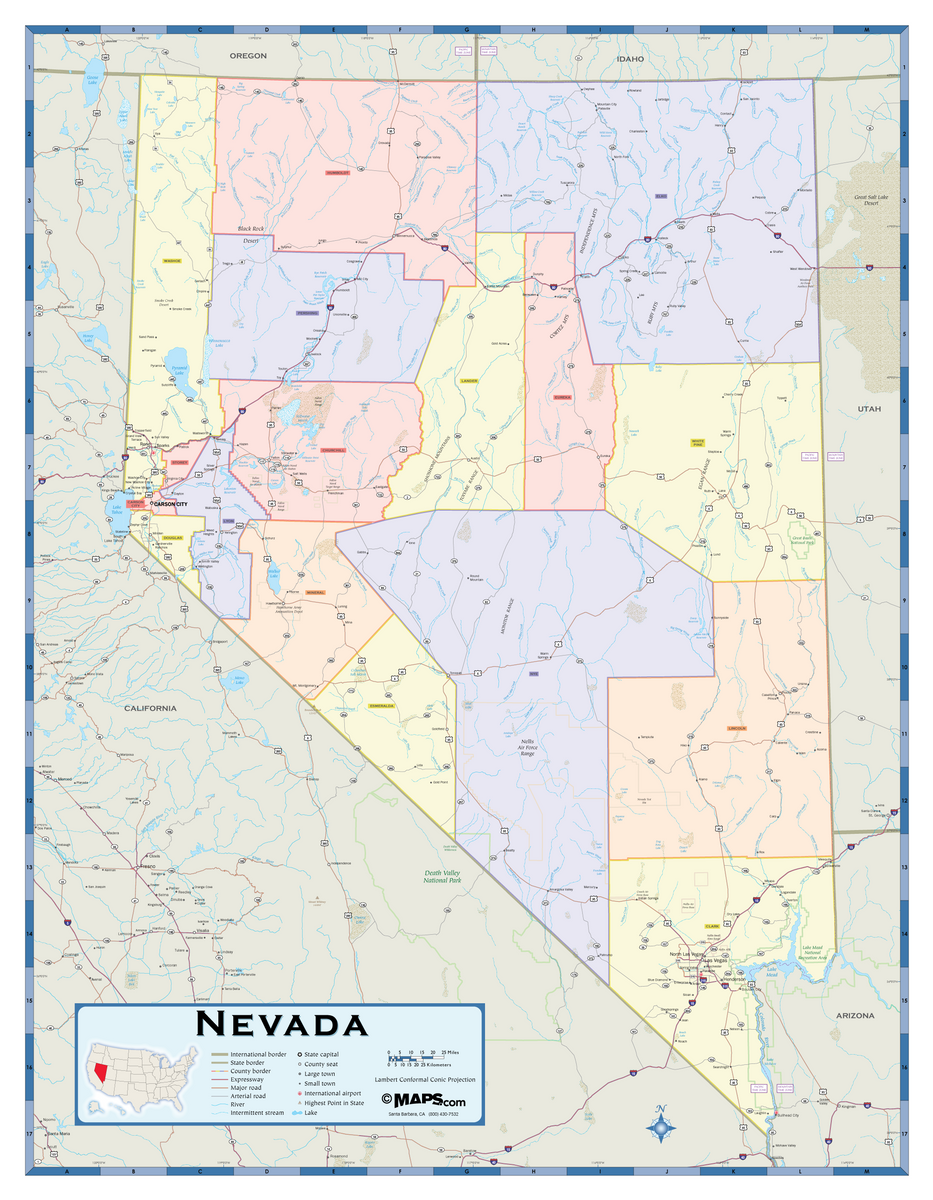 Nevada Counties Wall Map – MAD MAPS