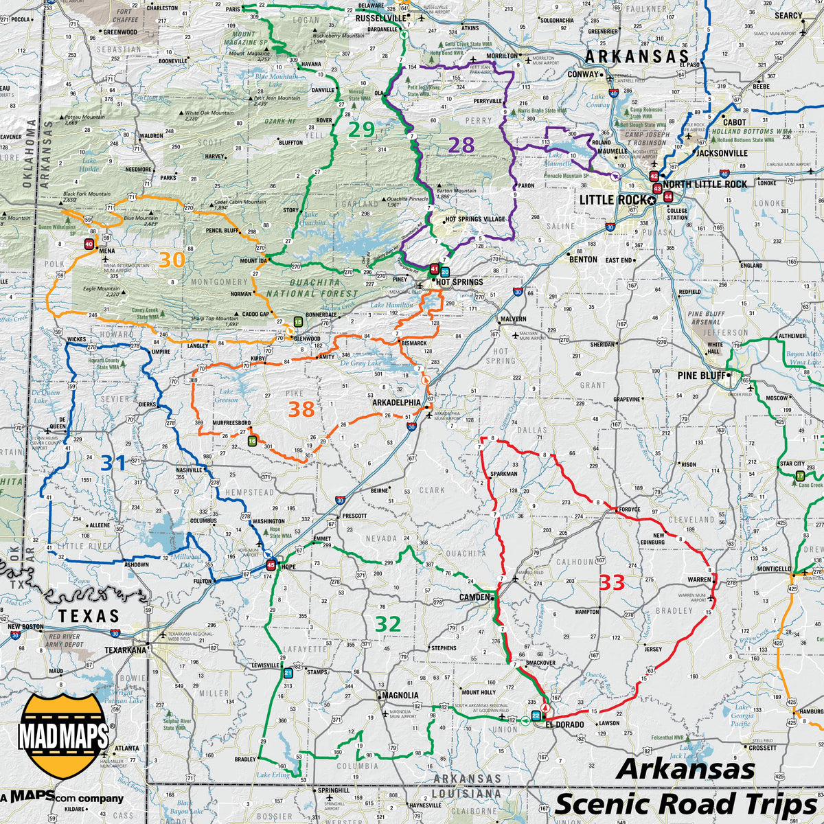 Arkansas Scenic Road Trips Wall Map – MAD MAPS