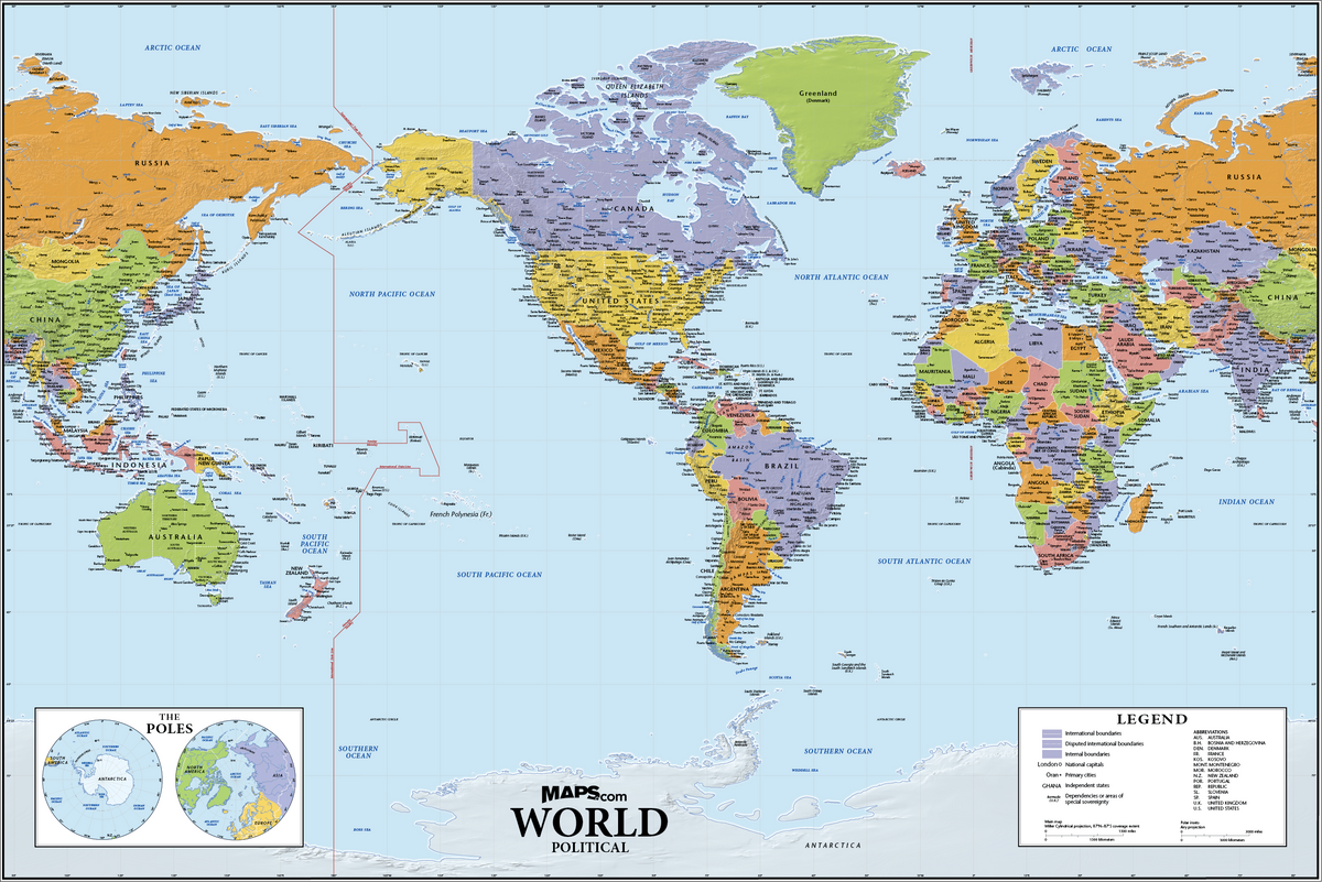 North America Centered World Wall Map – MAD MAPS