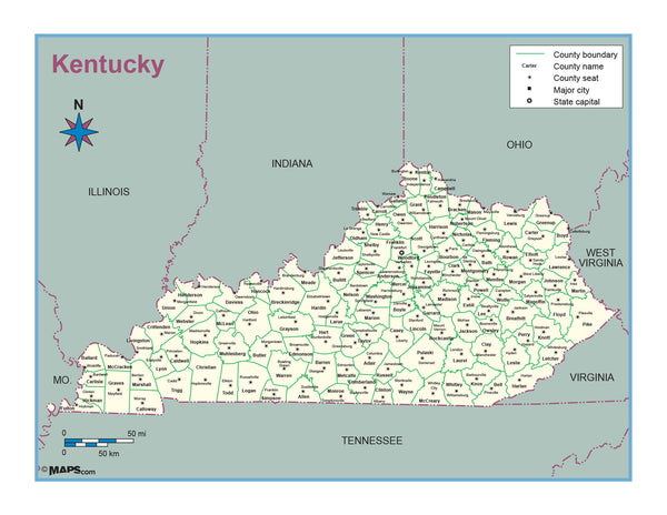 County Map Of Kentucky With County Names Kentucky Counties Map With