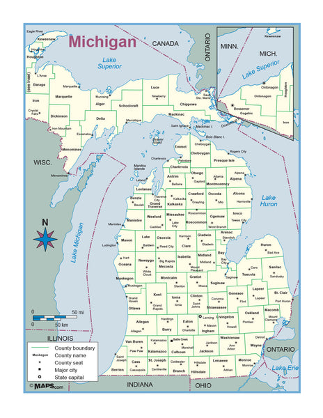 State Of Michigan County Map