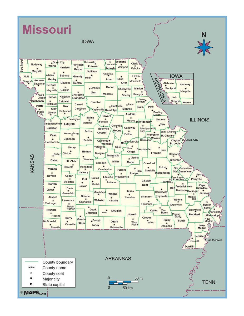 Missouri County Outline Wall Map – MAD MAPS