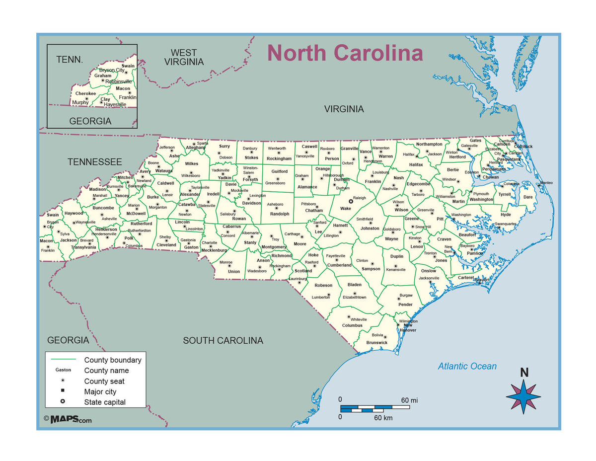 North Carolina Map With Cities North Carolina Map Square Cities