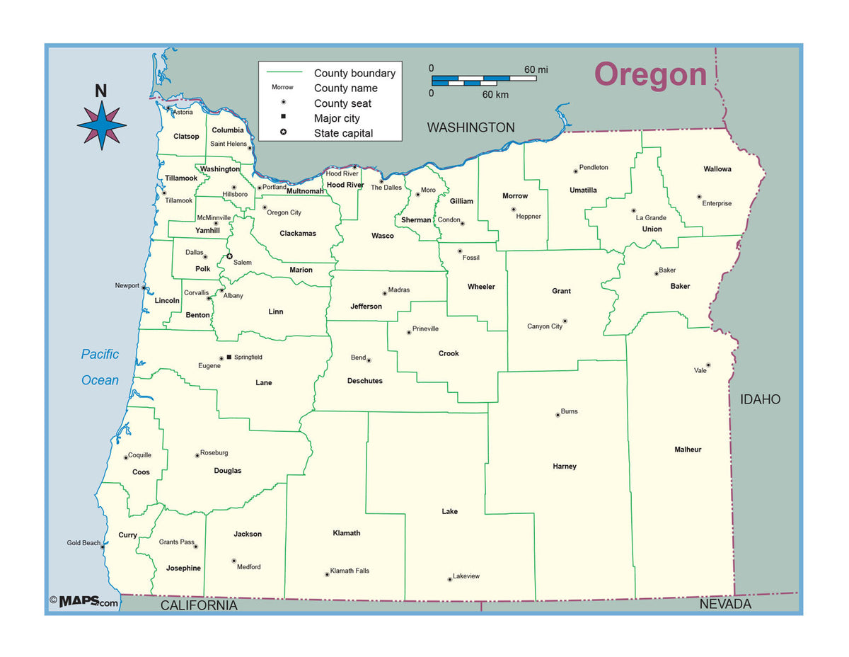 Oregon County Outline Wall Map – MAD MAPS