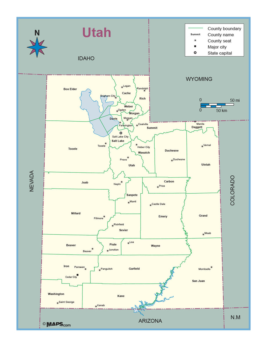 Utah County Outline Wall Map – MAD MAPS
