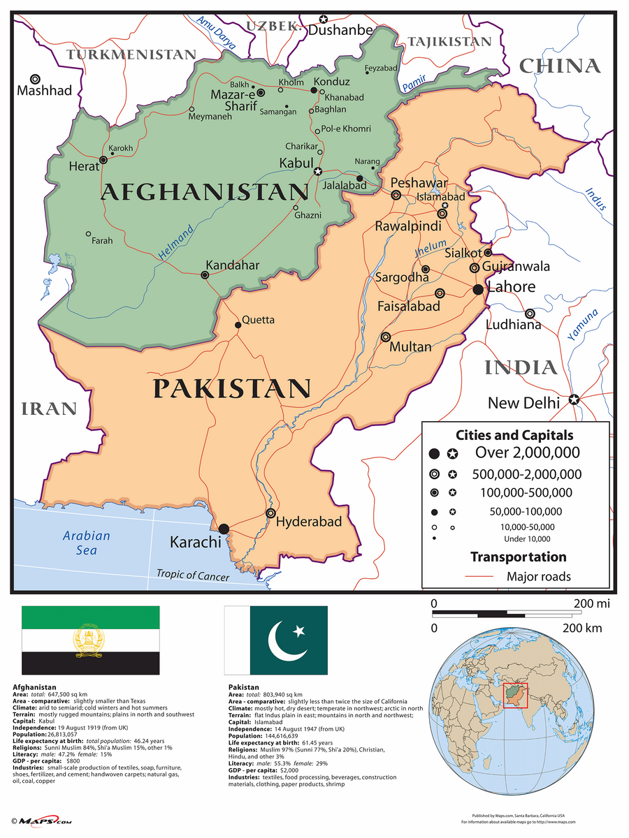Afghanistan and Pakistan Combo Wall Map – MAD MAPS