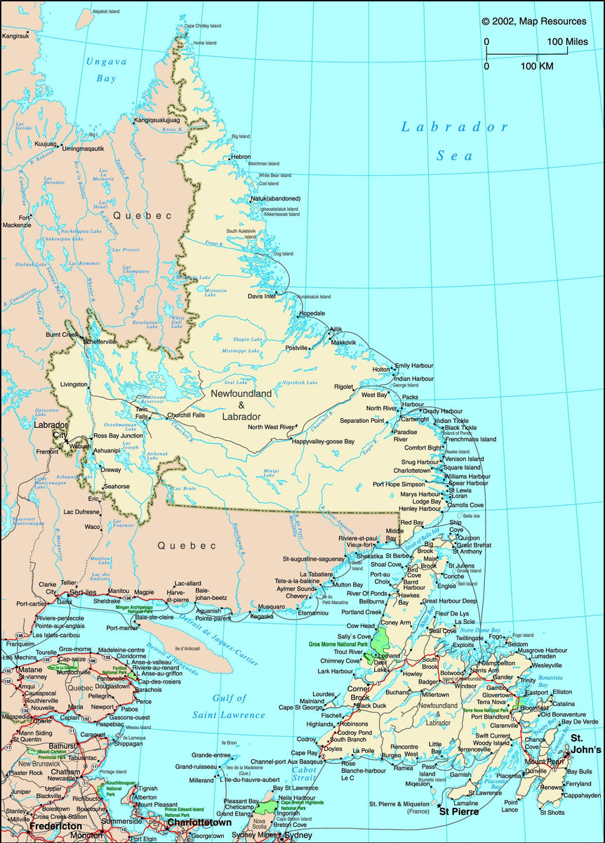 Newfoundland Labrador, Canada Political Wall Map – MAD MAPS