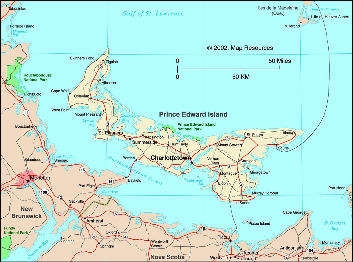 Prince Edward Island, Canada Political Wall Map – MAD MAPS