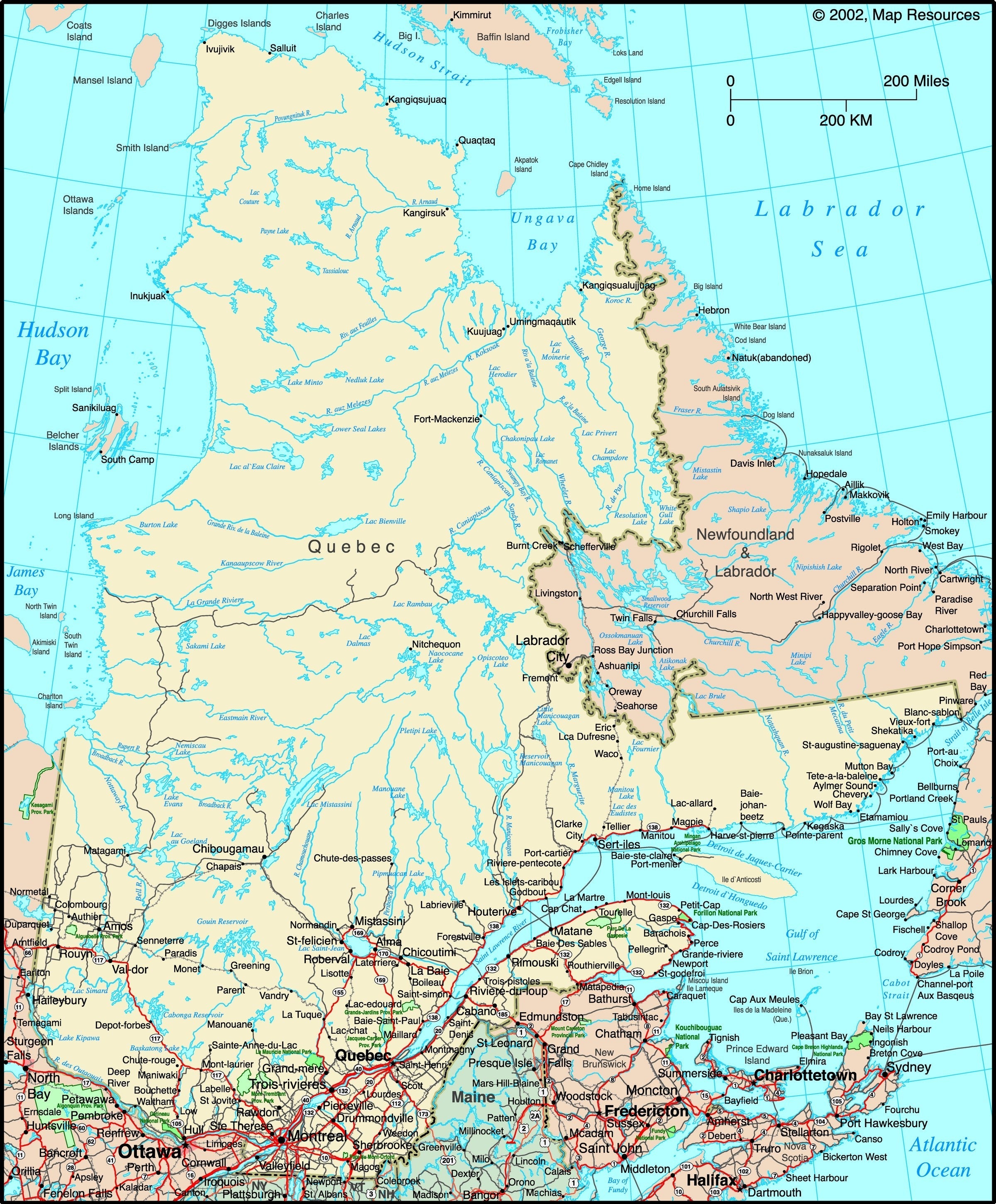 Political Map Of Quebec Canadian Provinces KidsPressMagazine.com