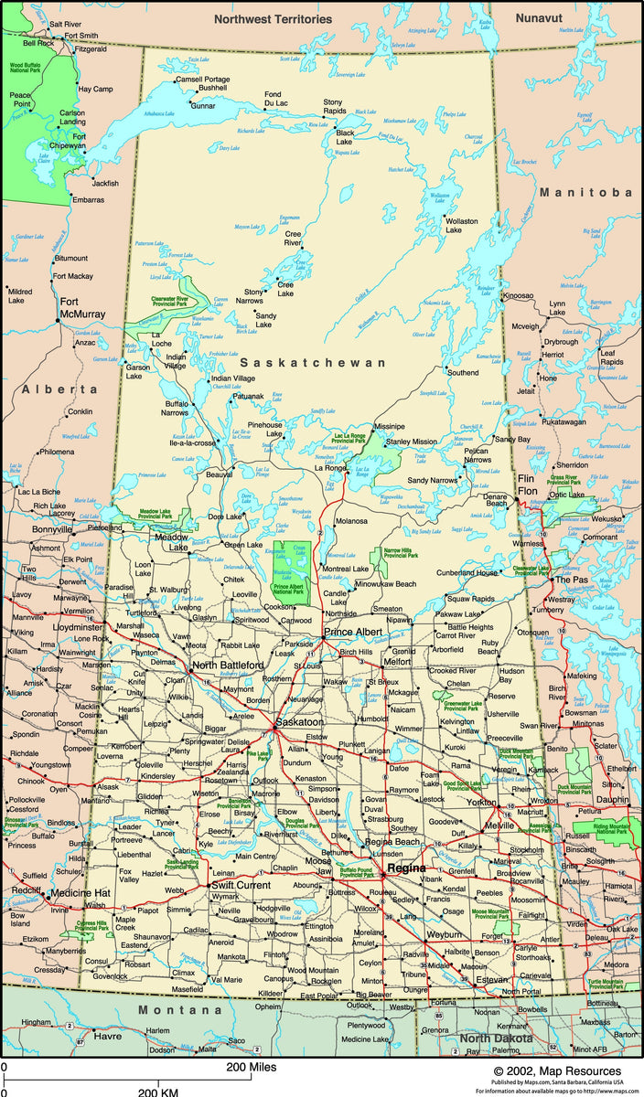 Saskatchewan, Canada Political Wall Map – MAD MAPS