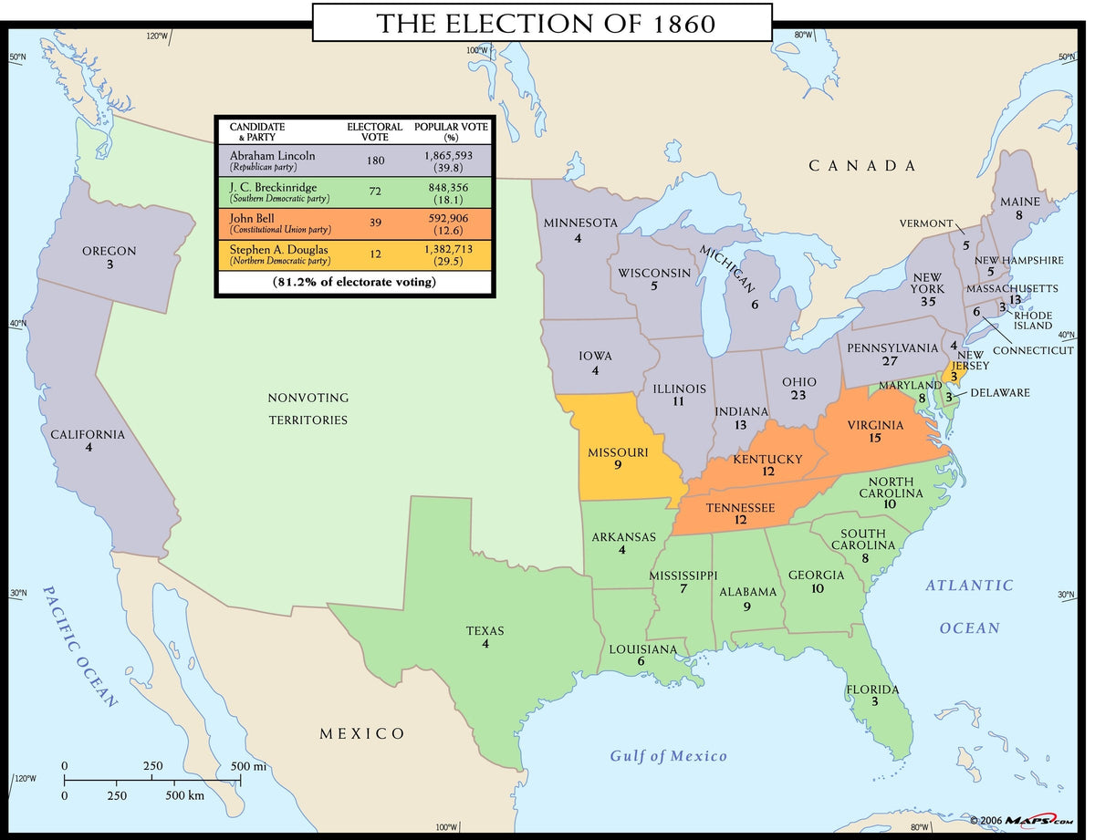 The Election of 1860 Wall Map – MAD MAPS