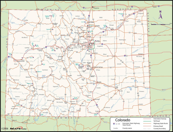 Colorado Counties Map With Roads