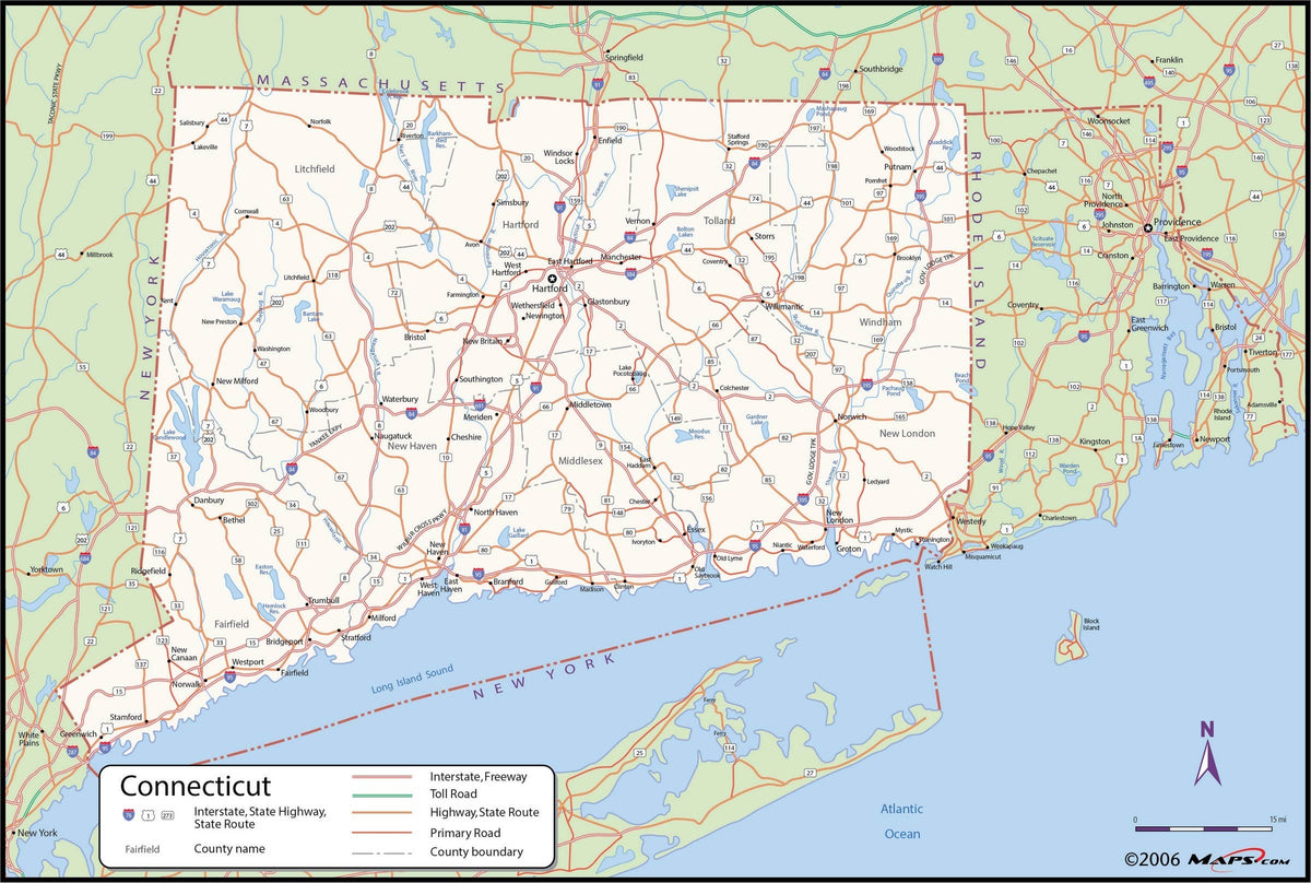 Connecticut County Wall Map – MAD MAPS