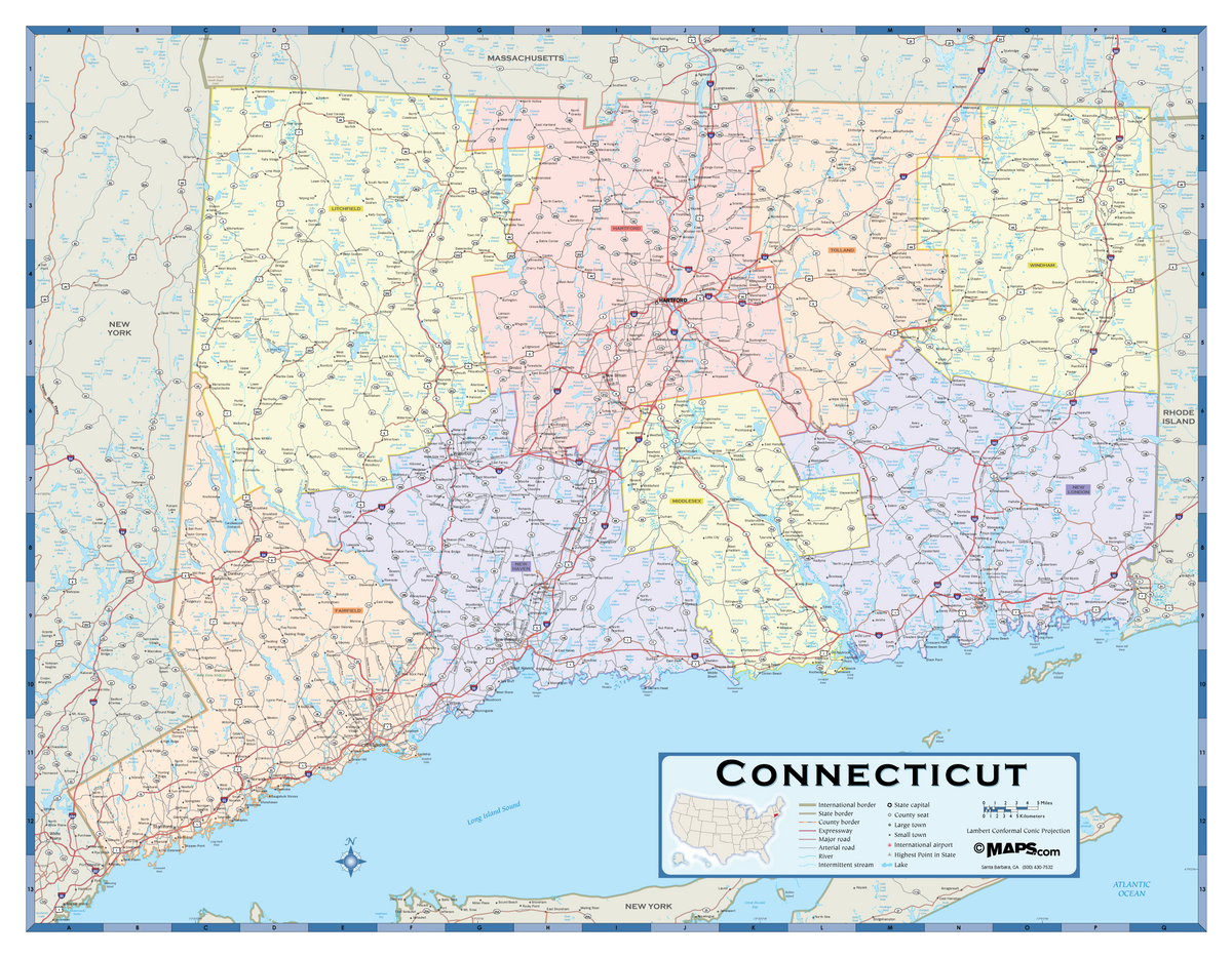 Connecticut Counties Wall Map – MAD MAPS