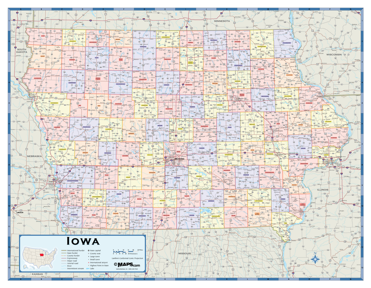 Iowa Counties Wall Map – MAD MAPS