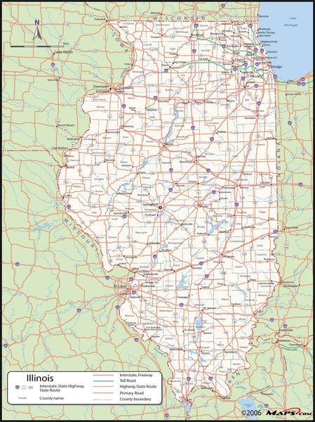 Illinois County Map Printable ILLINOIS ROAD MAP Glossy Picture Photo