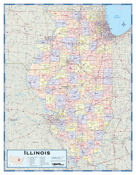 Illinois Counties Wall Map – MAD MAPS