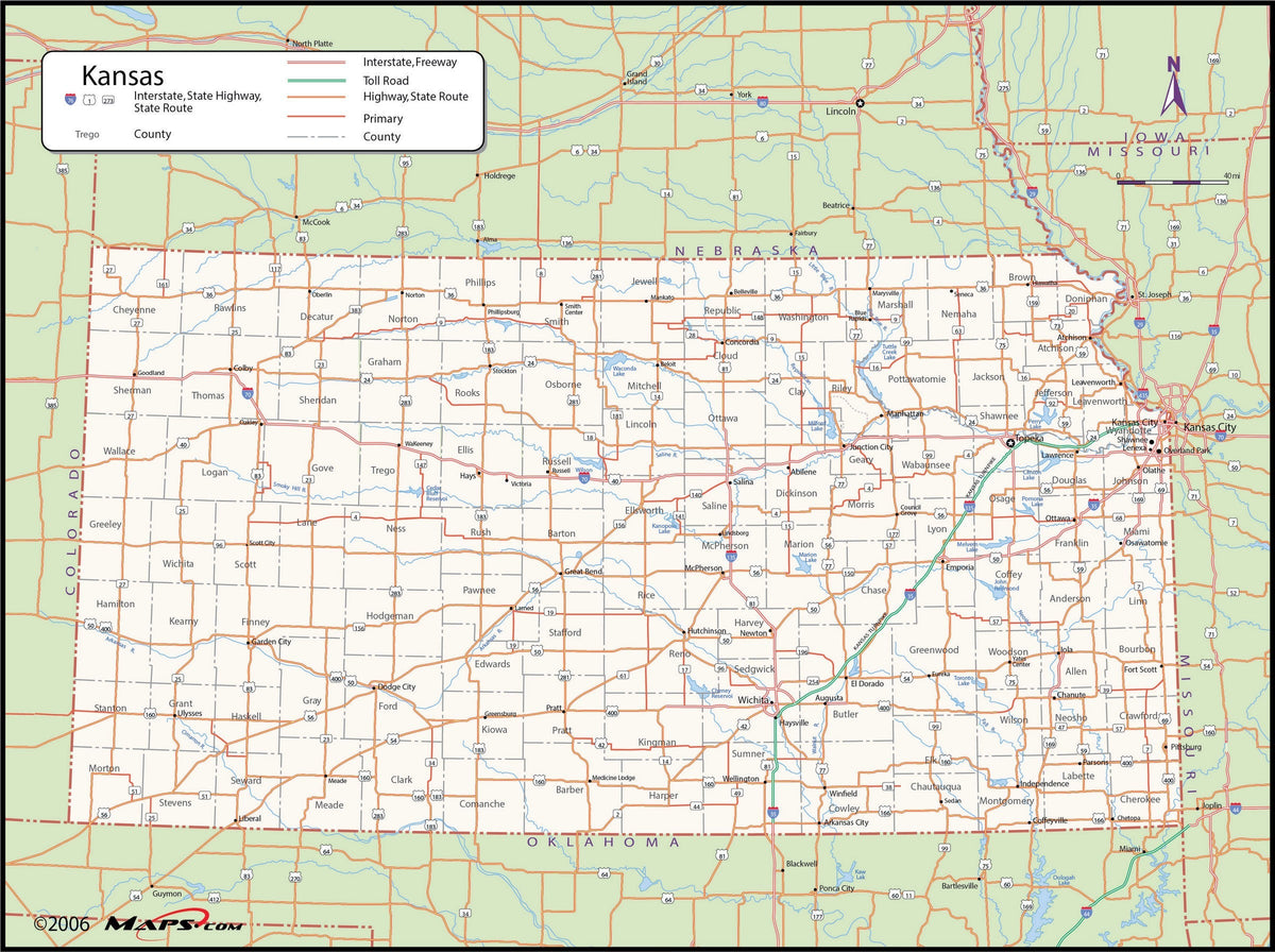 Kansas County Wall Map – MAD MAPS