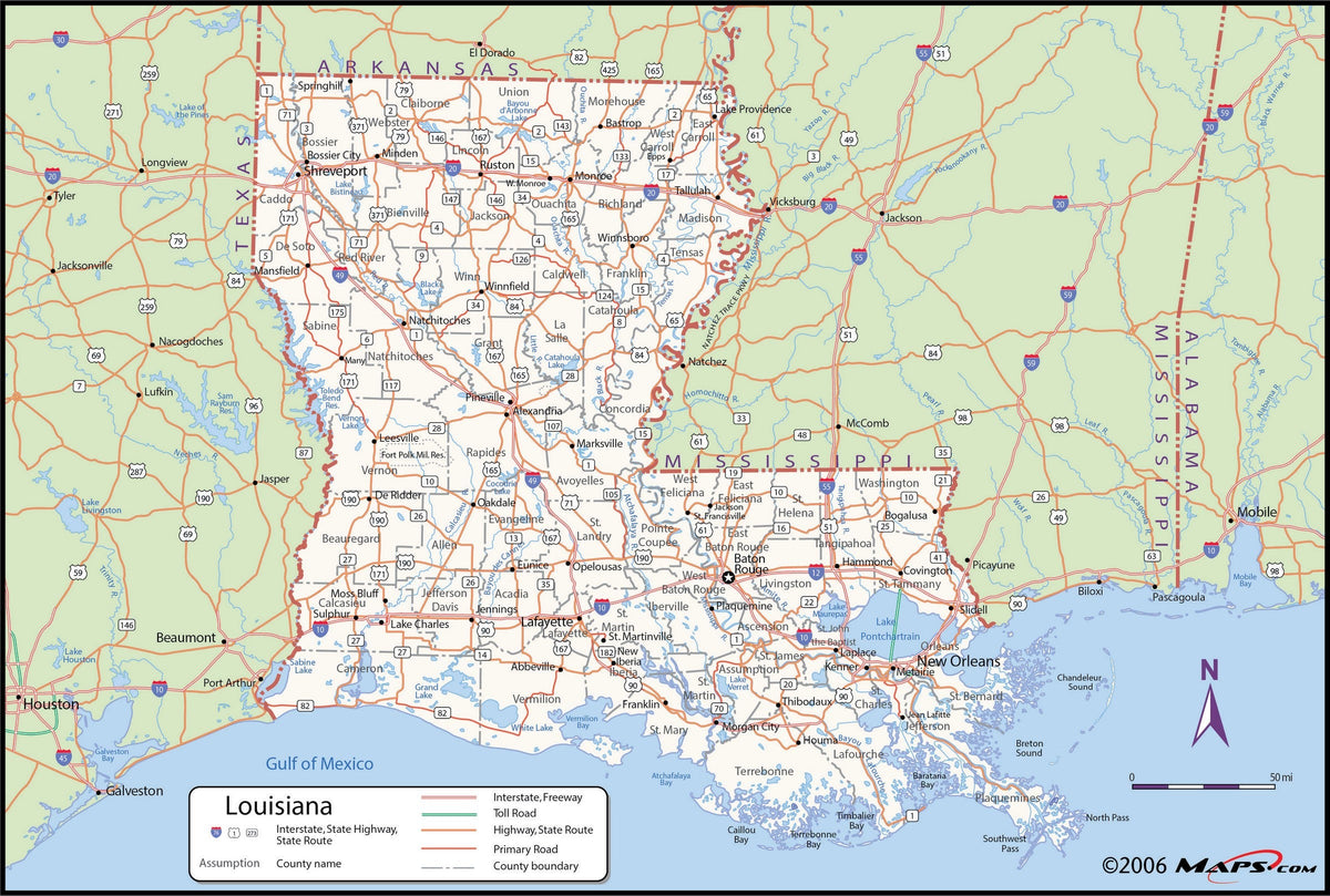 Louisiana County Wall Map – MAD MAPS