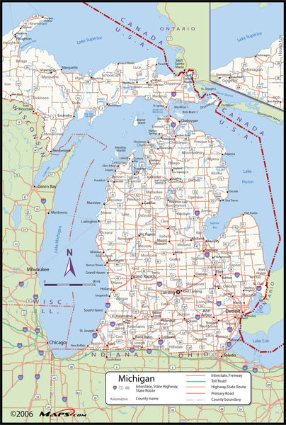 Michigan County Wall Map – MAD MAPS