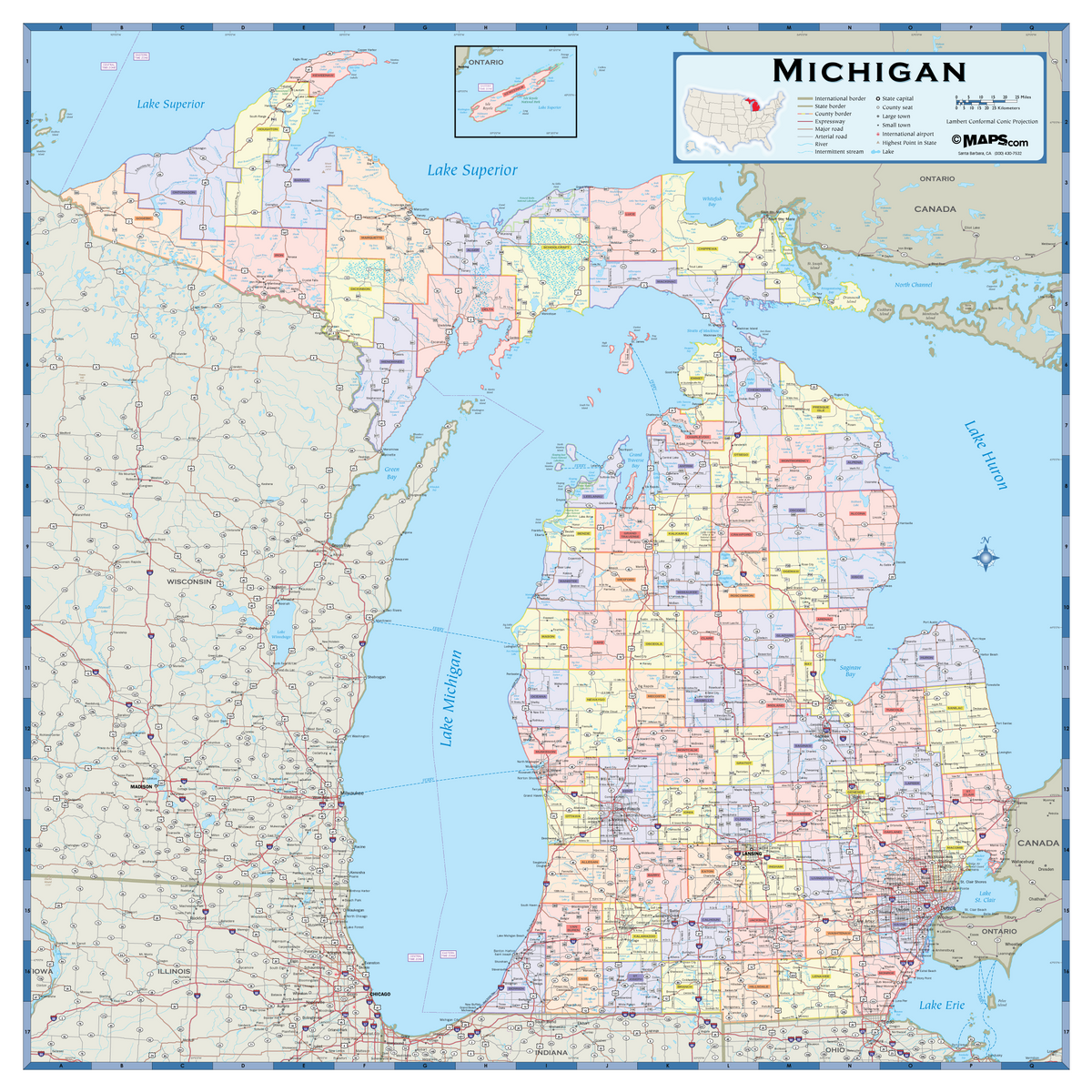 Michigan Counties Wall Map – MAD MAPS