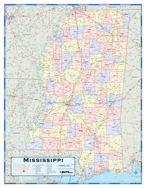 Mississippi Counties Wall Map – MAD MAPS