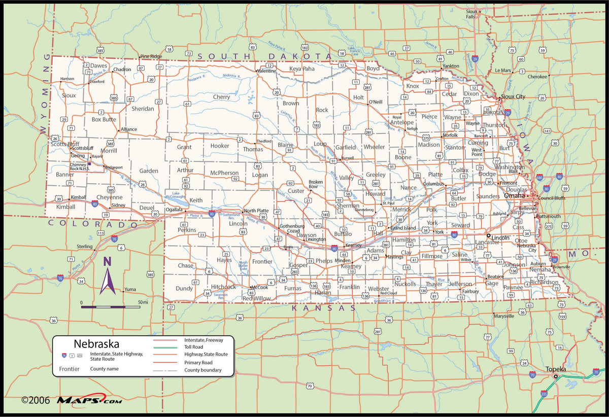 Nebraska County Wall Map – MAD MAPS