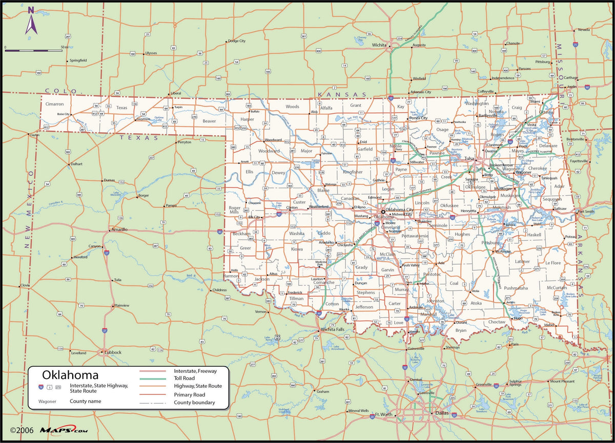 Oklahoma County Wall Map – MAD MAPS