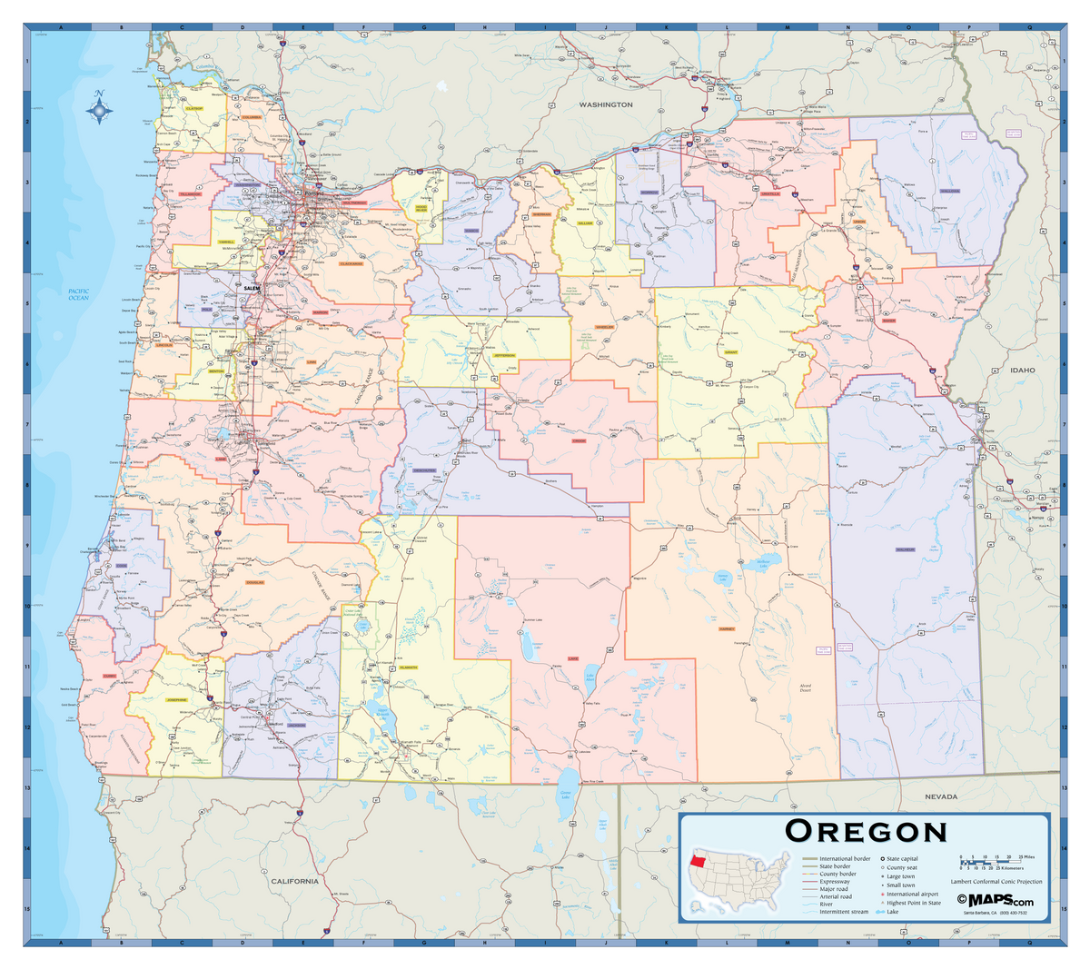 Oregon Counties Map – MAD MAPS