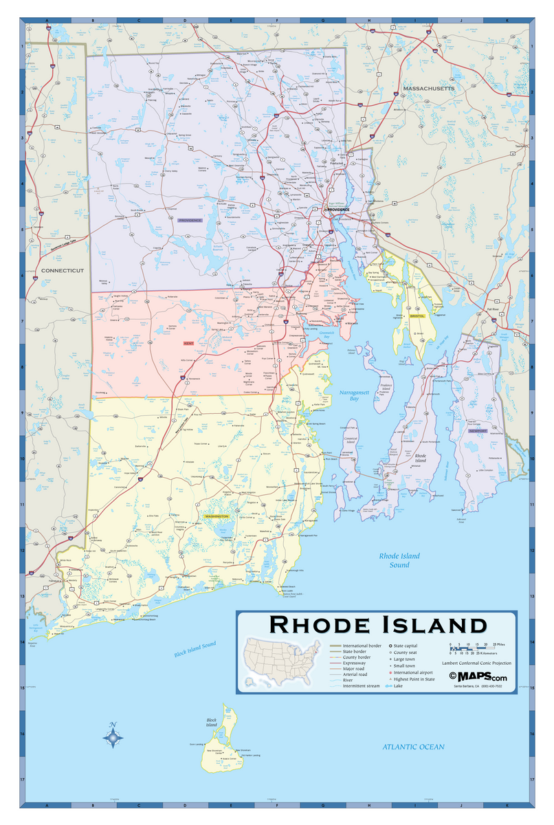 Rhode Island Counties Wall Map – MAD MAPS