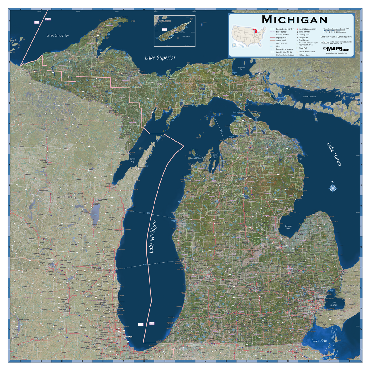 Michigan Satellite Wall Map – MAD MAPS