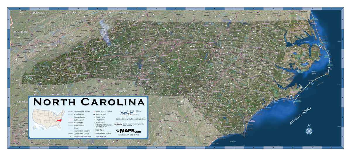 North Carolina Satellite Wall Map – MAD MAPS