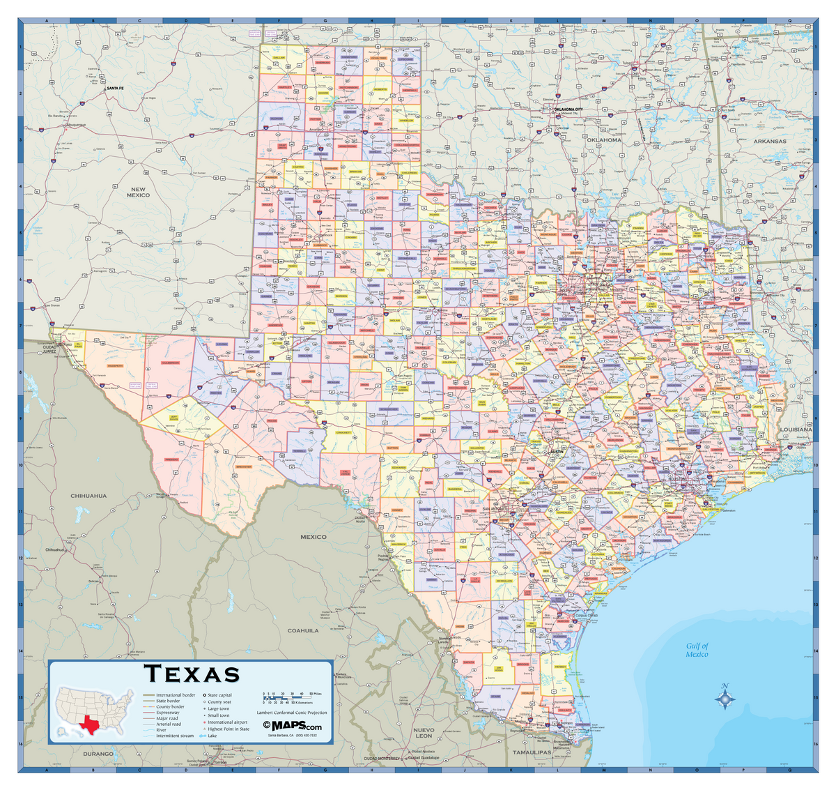 Texas Counties Wall Map – MAD MAPS