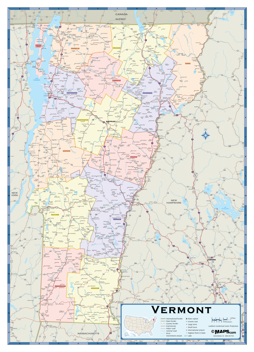 Vermont Counties Wall Map – MAD MAPS