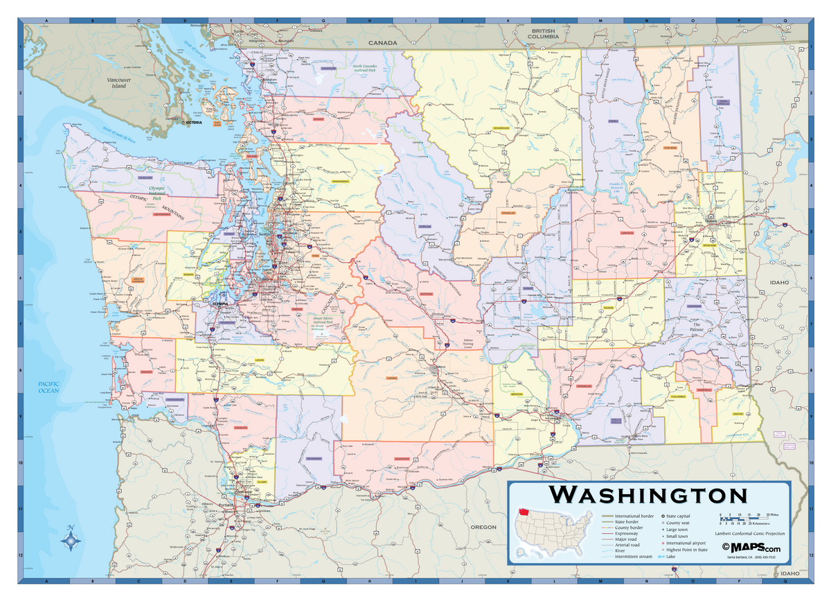 Washington Counties Wall Map – MAD MAPS
