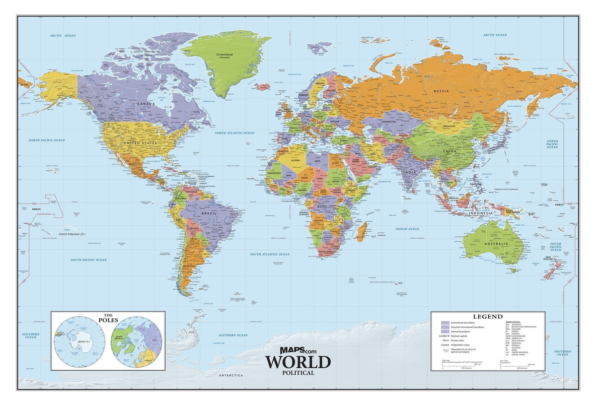 World Political Wall Map With Relief – MAD MAPS