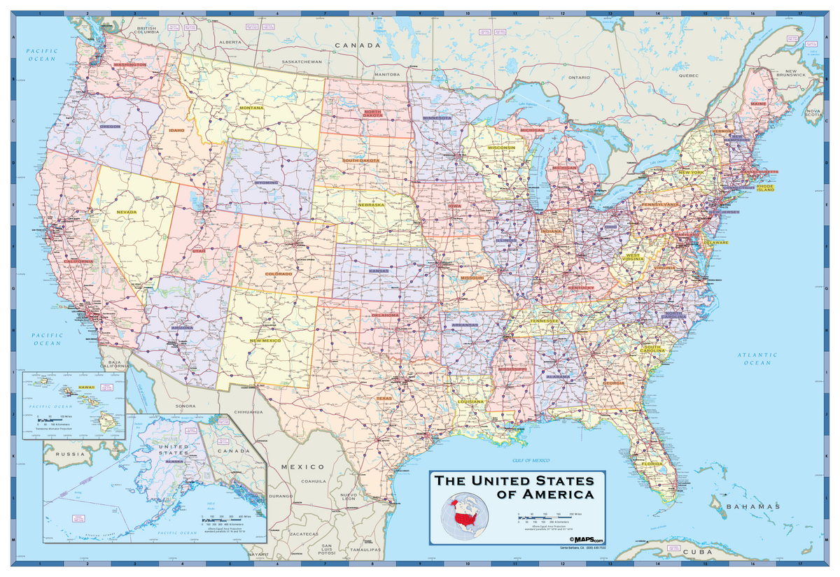 USA Political Wall Map - Light Colors – MAD MAPS