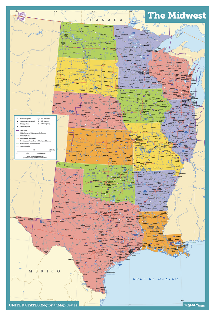 Midwest USA Wall Map – MAD MAPS