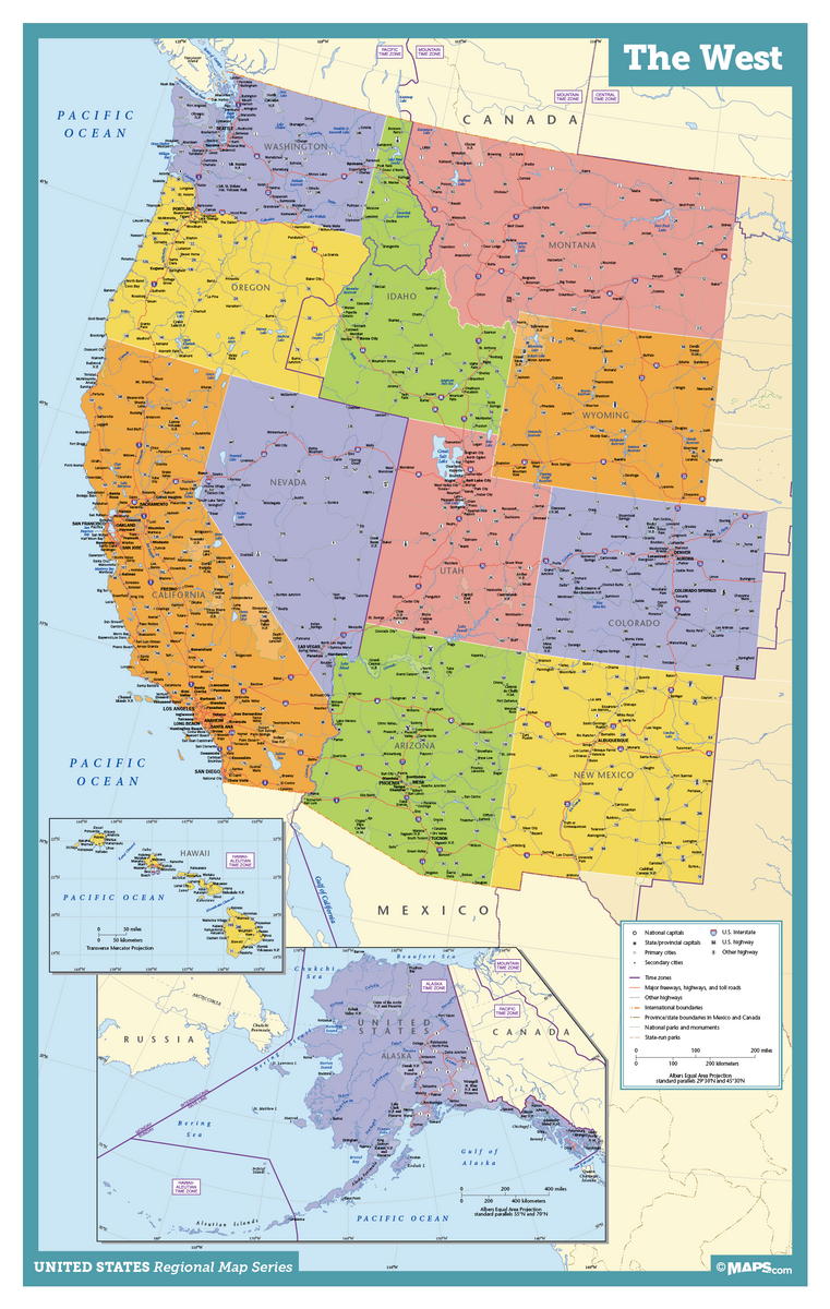 The West USA Wall Map – MAD MAPS