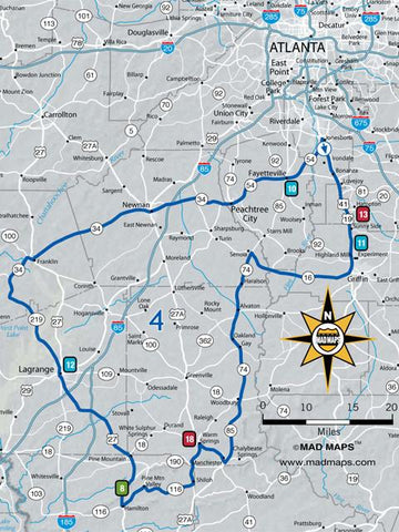 MAD Maps - Get Outta Town Scenic Road Trips Map - Atlanta – MAD MAPS