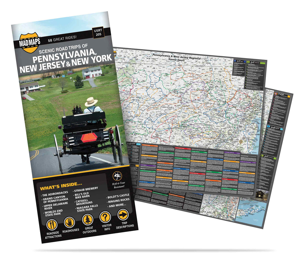 MAD Maps - USRT205 - Scenic Road Trips Map of Pennsylvania, New Jersey ...