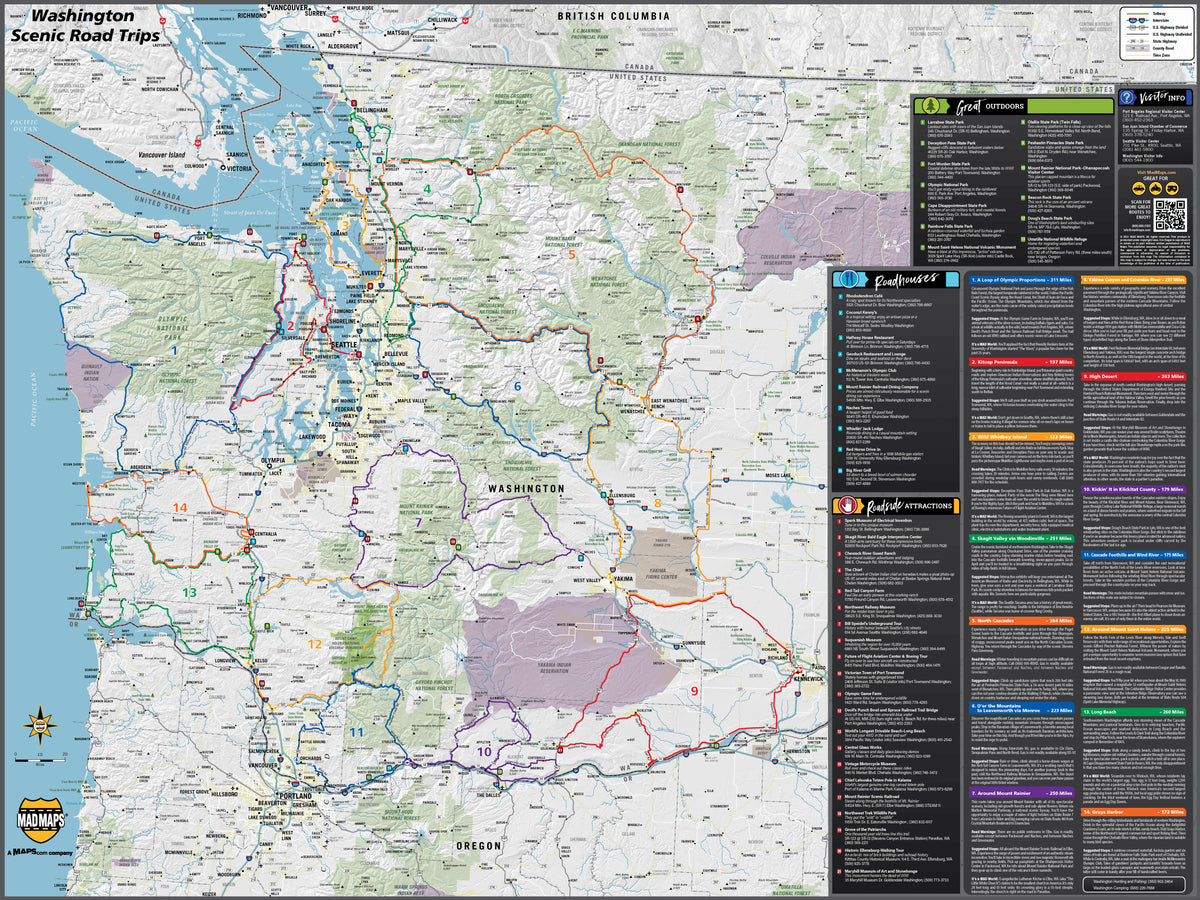 Washington Scenic Road Trips Wall Map – MAD MAPS